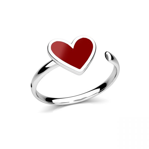 Universal ring - heart, red resin*sterling silver AG 925*U-RING OWS ...